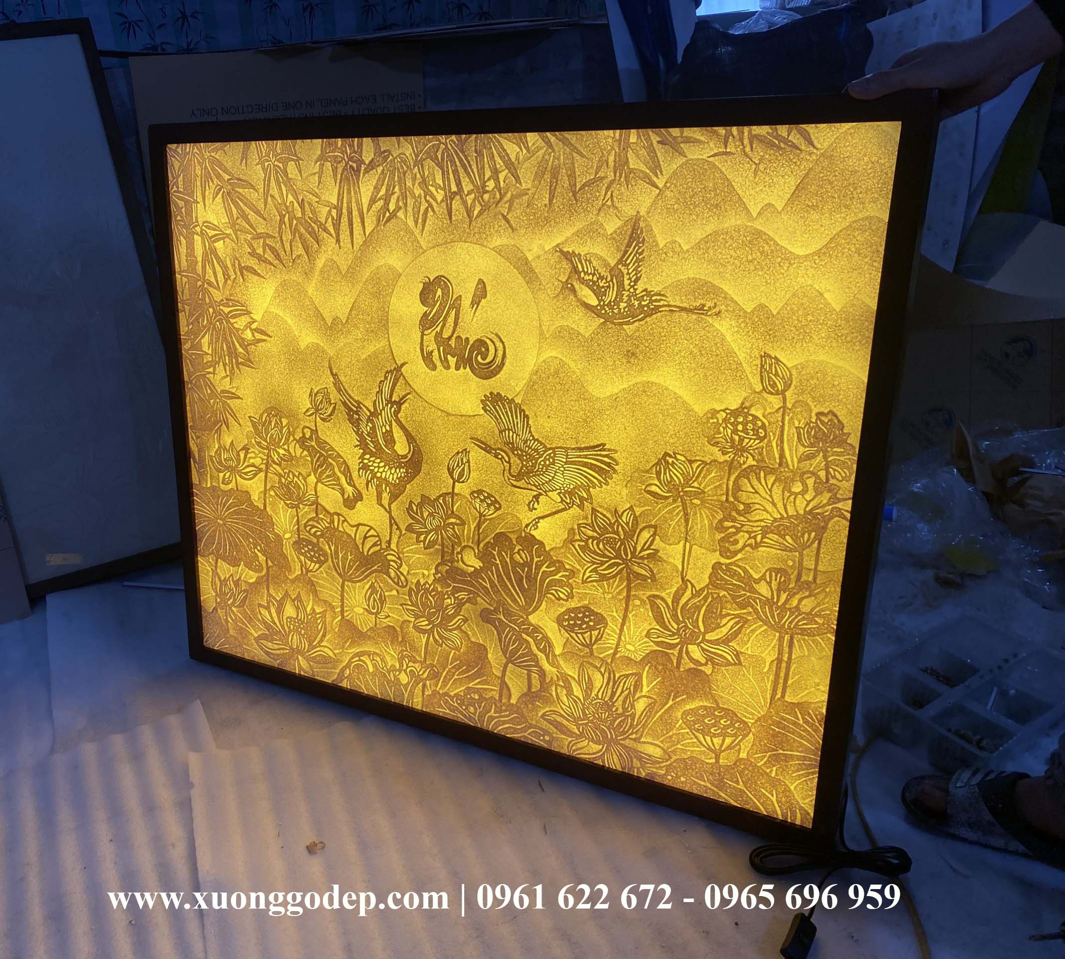 TRANH TRÚC CHỈ CHỮ PHÚC SEN HẠC TTC - 102